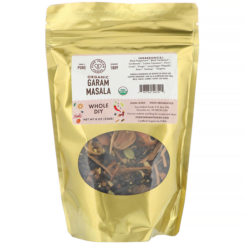 Pure Indian Foods, Organic Garam Masala, Whole DIY, 8 oz (226 g) - iHerb
