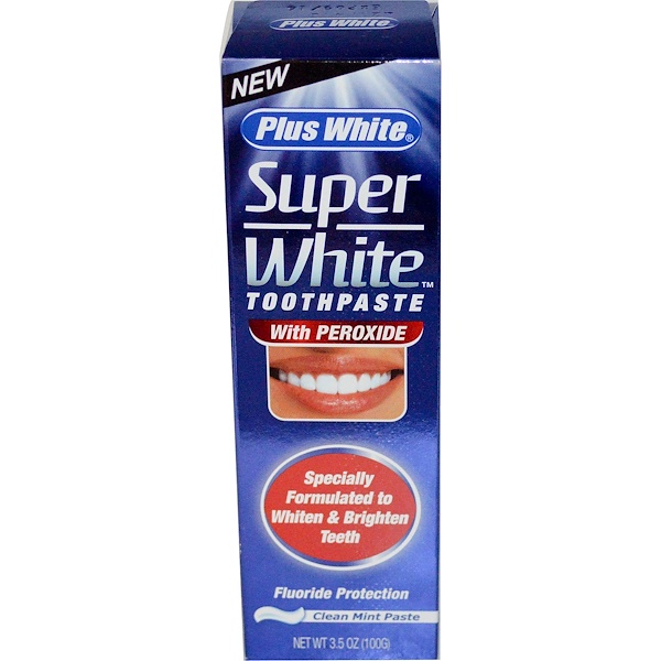 Plus White, Super White Toothpaste with Peroxide, Clean Mint Paste, 3.5 ...