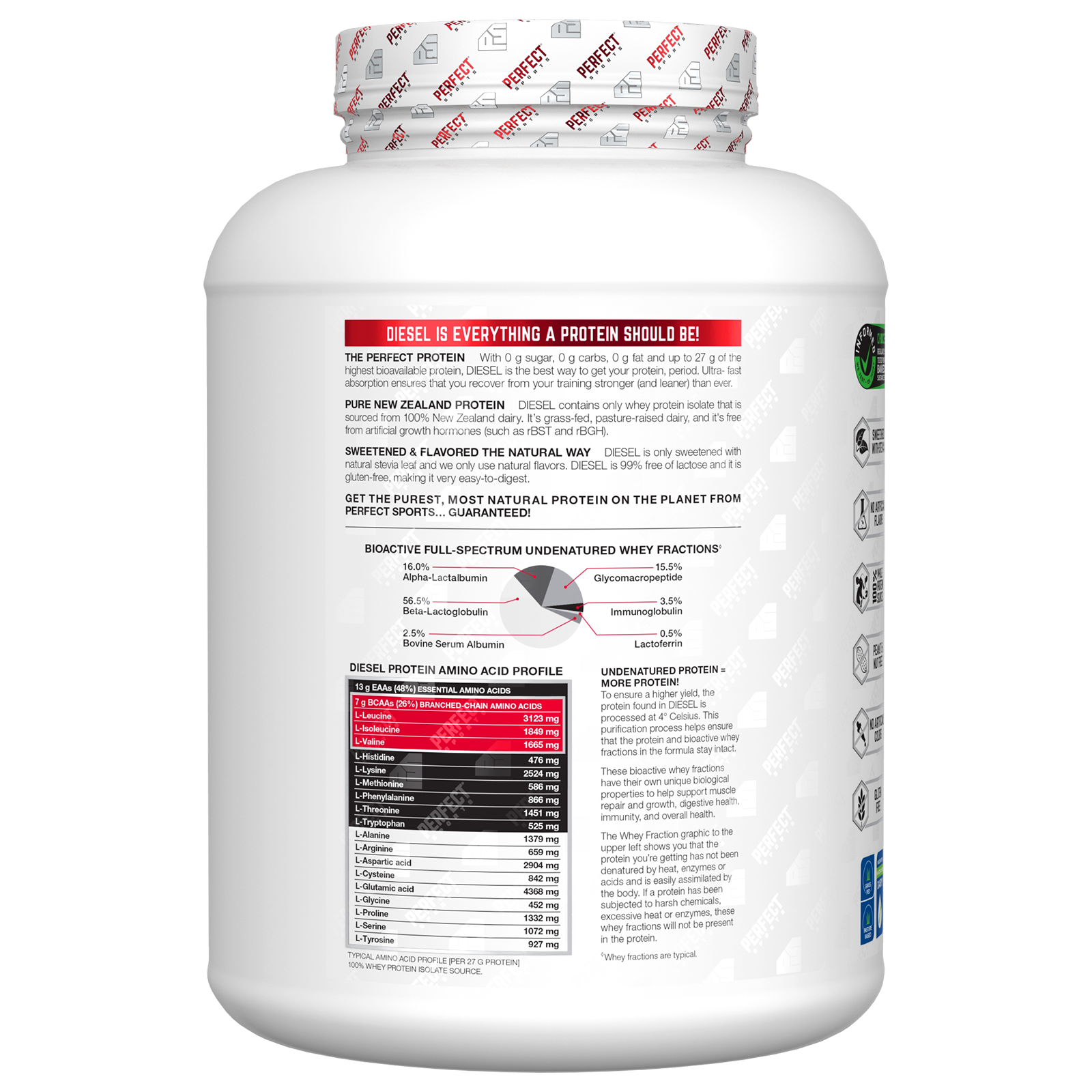 Perfect Sports, Diesel, New Zealand Whey Isolate, French Vanilla, 5 lb ...