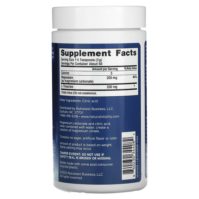 Natural Vitality, CALM Mind, Magnesium Supplement with L-Theanine Drink ...