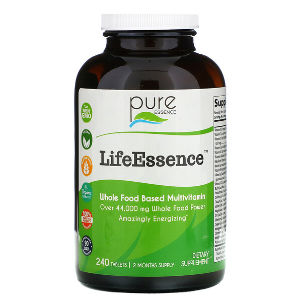 Pure Essence, LifeEssence, Whole Food Based Multivitamin, 240 Tablets ...