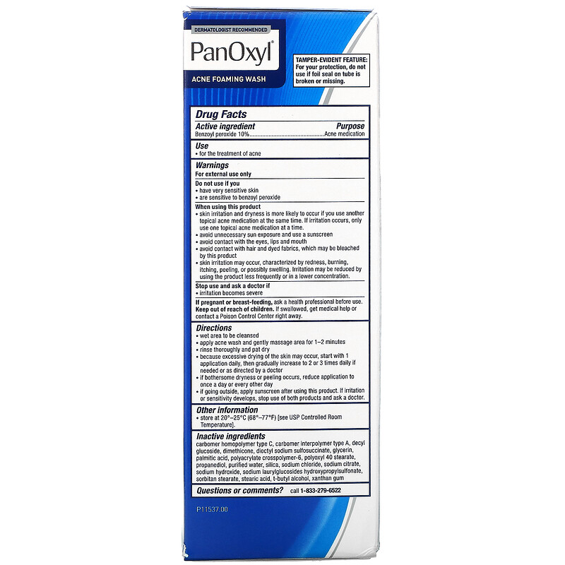 Panoxyl Acne Foaming Wash Benzoyl Peroxide 10 Maximum Strength 5 5