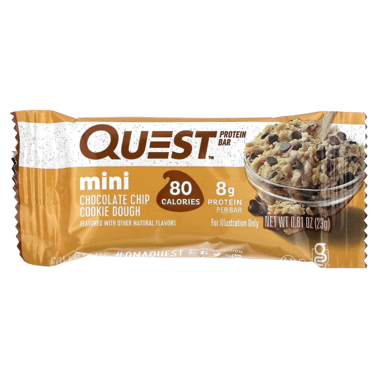 Quest Nutrition, Protein Bar, Minis, Chocolate Chip Cookie Dough, 14 ...