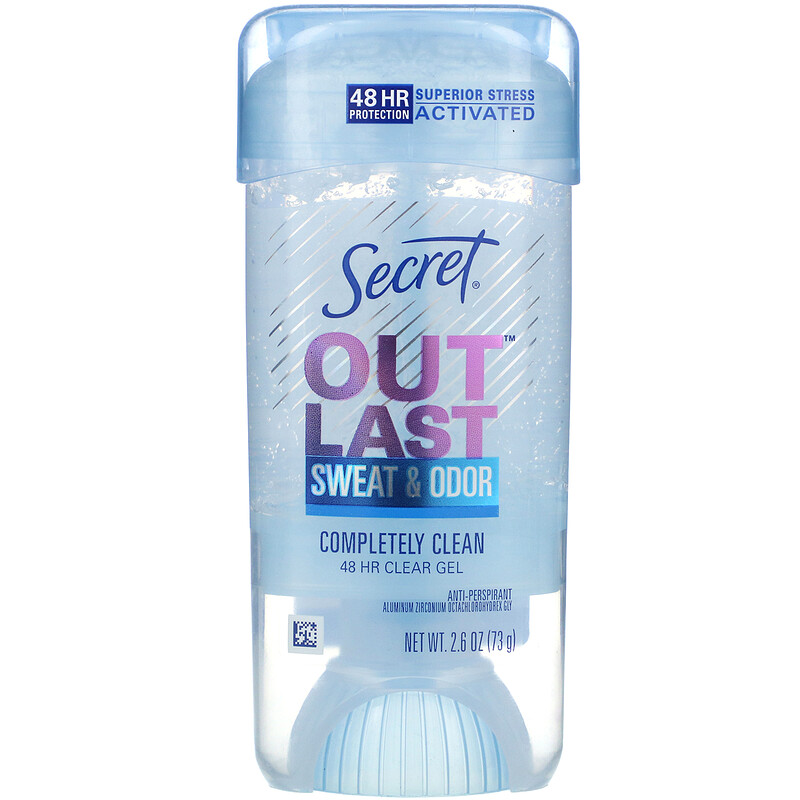 Secret, Outlast, 48 Hour Clear Gel Deodorant, Completely Clean, 2.6 oz ...