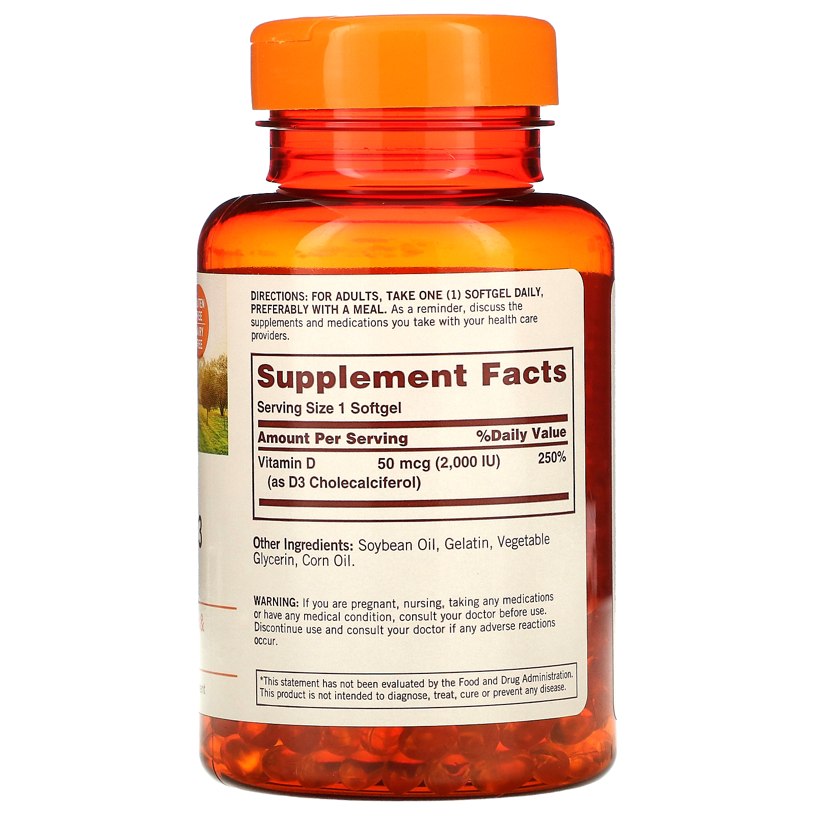 Sundown Naturals, Vitamin D3, 50 mcg (2,000 IU), 350 Softgels - iHerb