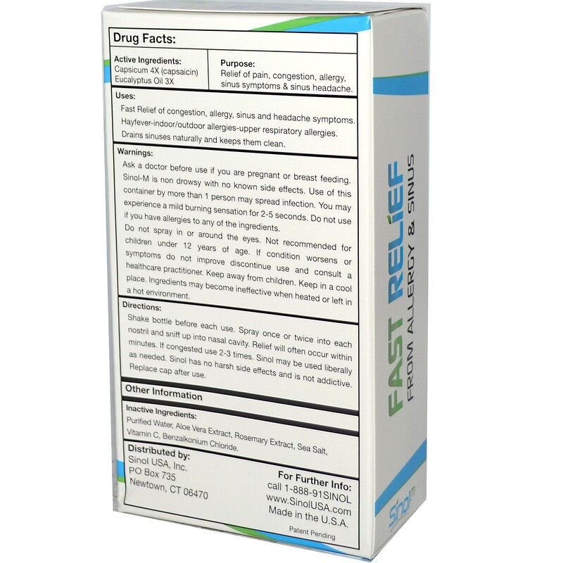 Sinol, SinolM, All-Natural Nasal Spray, Fast Allergy & Sinus Relief, 15 ...