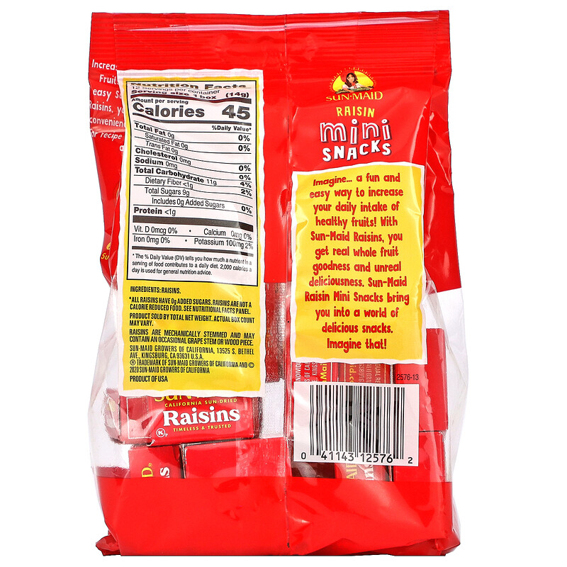 Sun-Maid, Raisin Mini Snacks, 12 Boxes, 0.5 oz Each