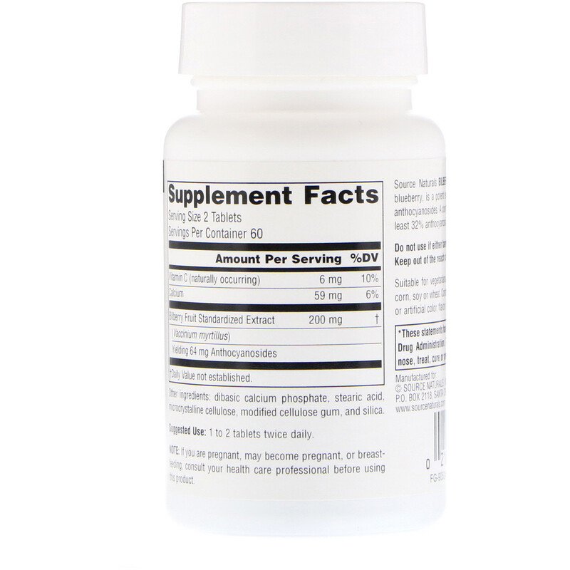 Source Naturals, Bilberry Extract, 100 mg, 120 Tablets - iHerb