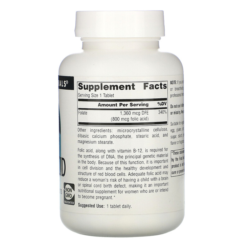 Source Naturals, Folic Acid, 800 mcg, 500 Tablets - iHerb