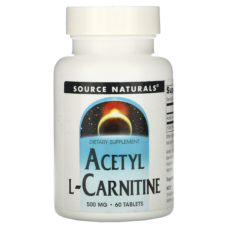 Source Naturals, Acétyle L-carnitine, 500 mg, 60 Comprimés - iHerb