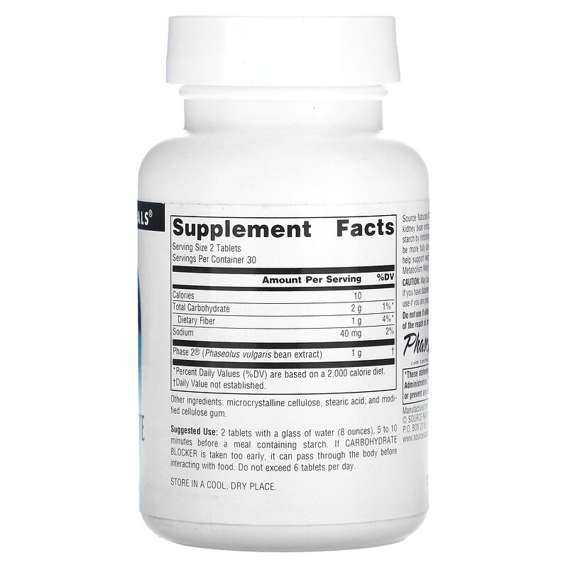 Source Naturals, Phase 2 Carbohydrate Blocker, 500 mg, 60 Tablets