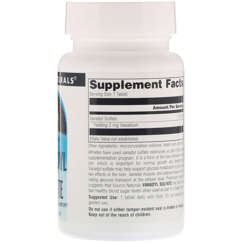 Source Naturals, Vanadyl Sulfate, 10 mg, 100 Tablets - iHerb