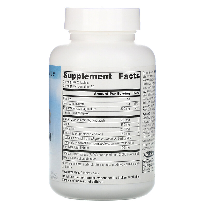 Source Naturals, Serene Science, Theanine Serene with Relora, 60 ...