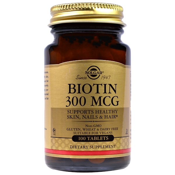Solgar, Biotin, 300 mcg, 100 Tablets - iHerb.com
