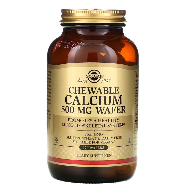 Solgar, Chewable Calcium, 500 mg, 120 Wafers - iHerb
