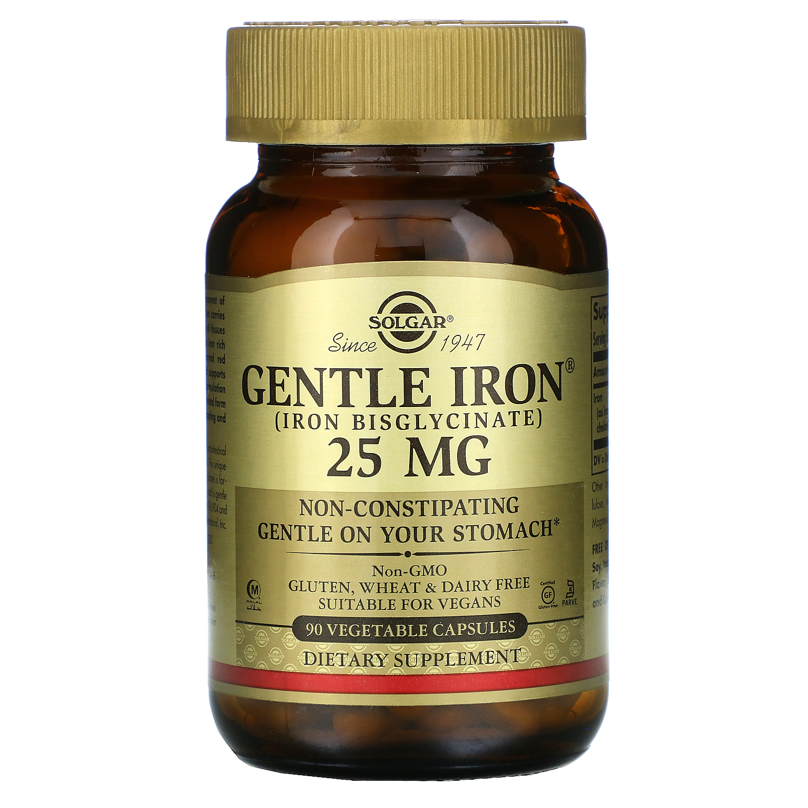 Solgar, Gentle Iron, 25 mg, 90 Vegetable Capsules - iHerb