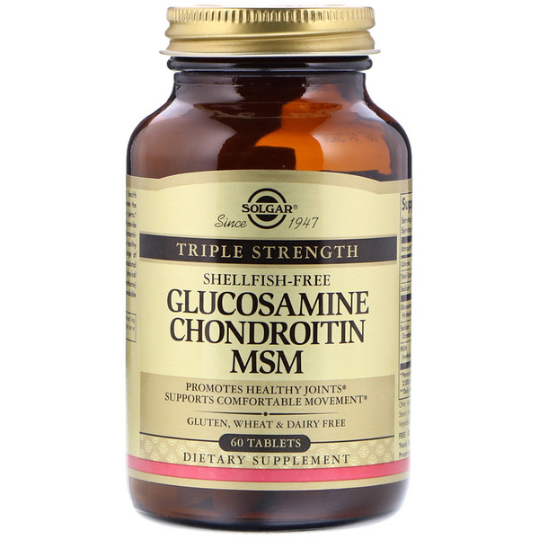 Solgar, Glucosamine Chondroitin MSM, Triple Strength, 60 Tablets - iHerb