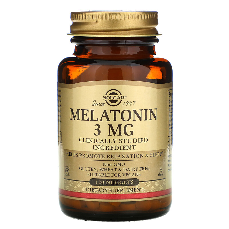 Solgar, Melatonin, 3 mg, 120 Nuggets - iHerb