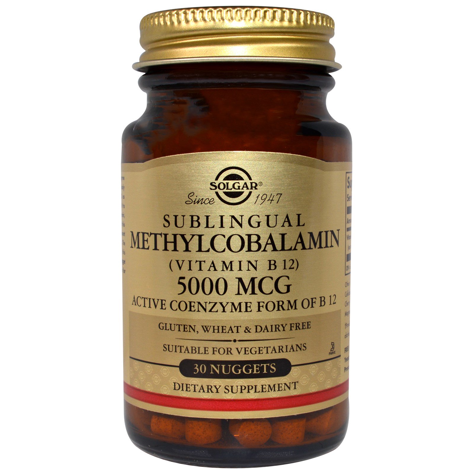 Solgar, Methylcobalamin (Vitamin B12), 5000 mcg, 30 Nuggets - iHerb.com