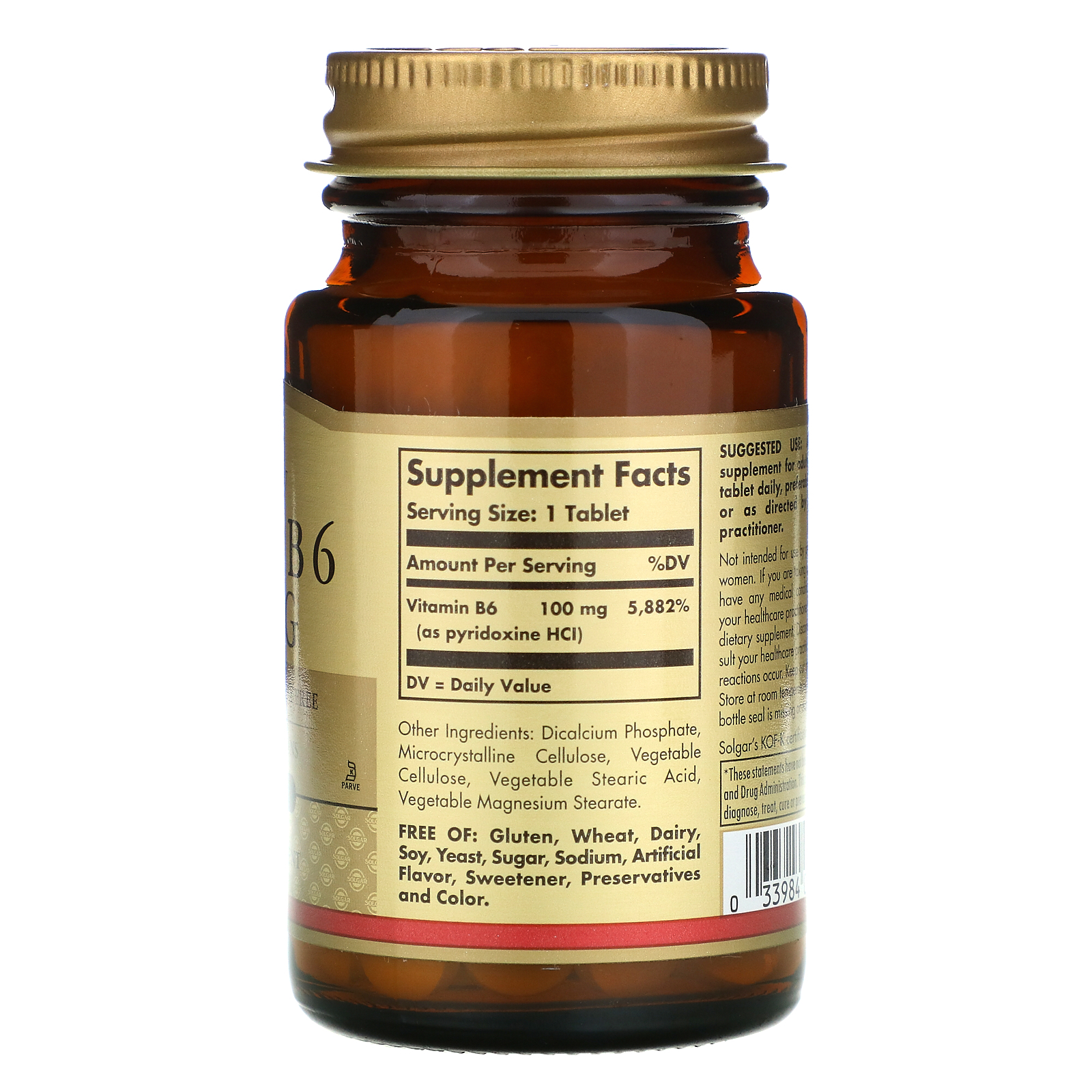 Solgar, Vitamin B6, 100 mg, 100 Tablets - iHerb