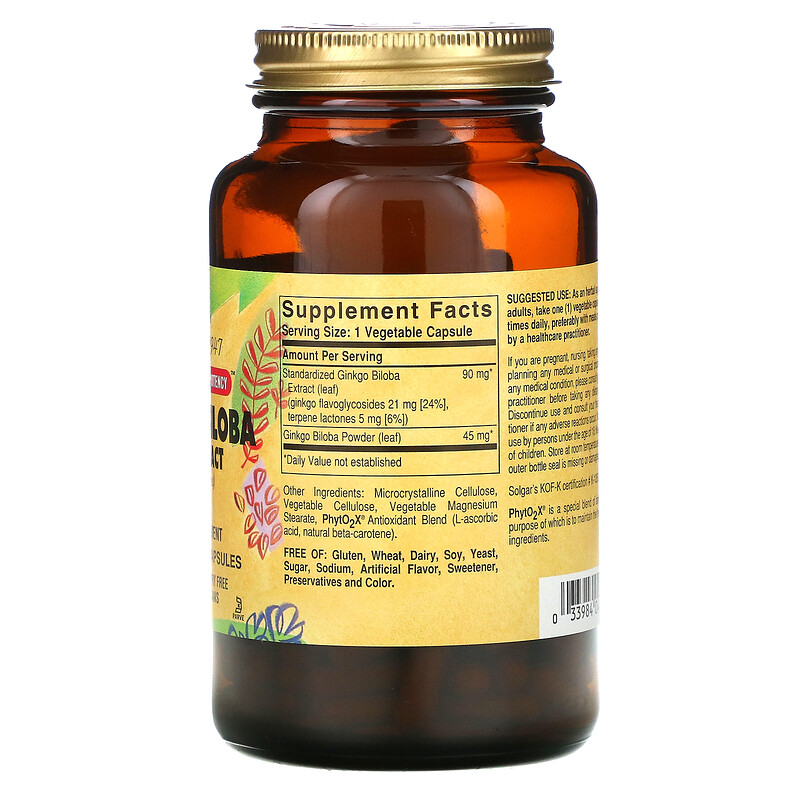 Solgar, Ginkgo Biloba Leaf Extract, 180 Vegetable Capsules - iHerb Solgar, Ginkgo Biloba Leaf Extract, 180 Vegetable Capsules - iHerb