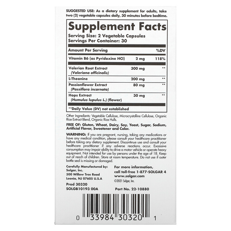 Solgar, Sleep & Stress Support, 60 Vegetable Capsules