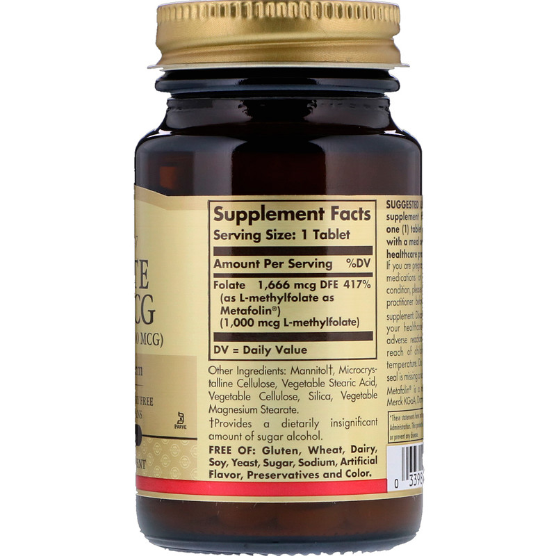 Solgar, Folate as Metafolin, 1,000 mcg, 60 Tablets - iHerb