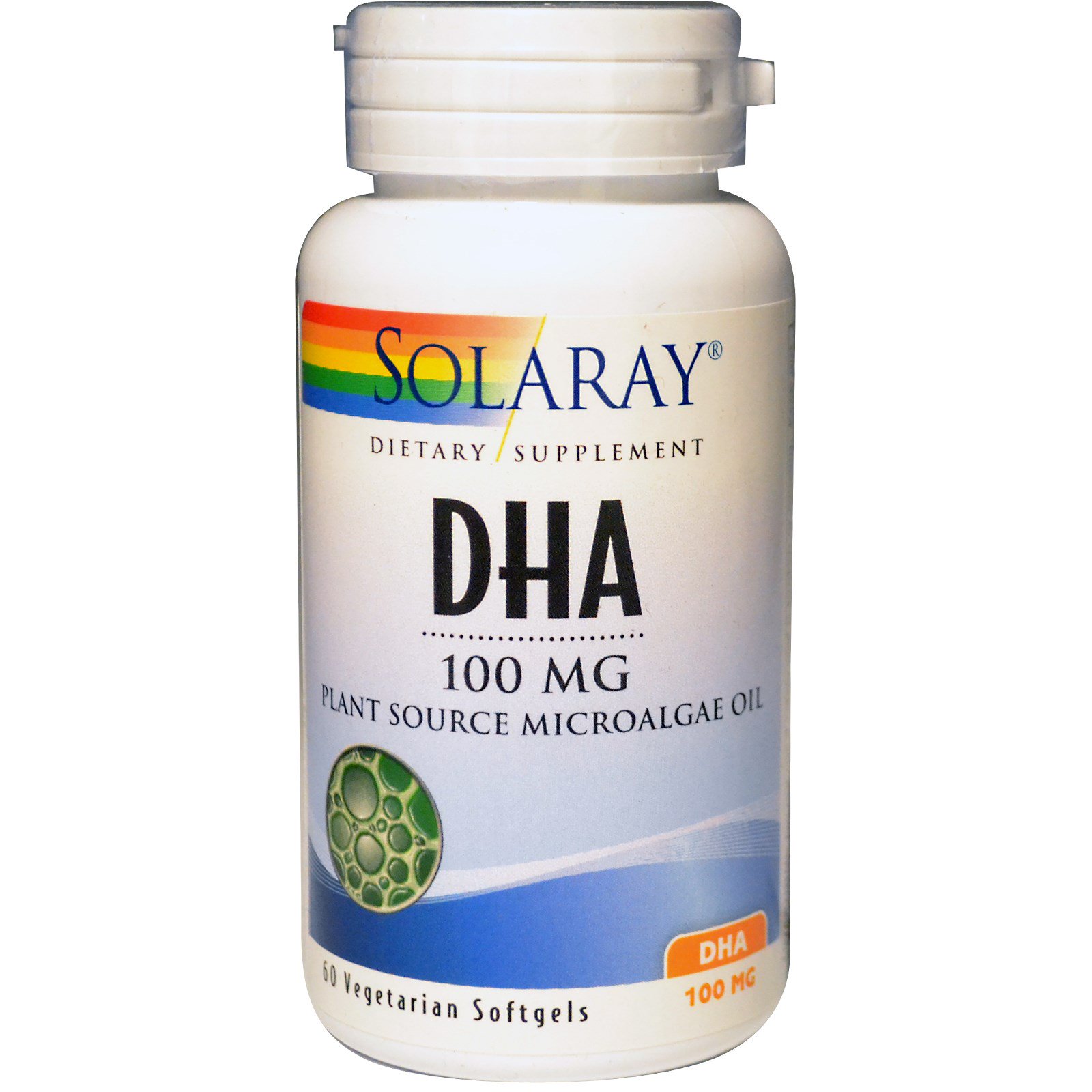 Solaray, DHA, Plant Source Microalgae Oil, 100 mg, 60 Veggie Softgels ...