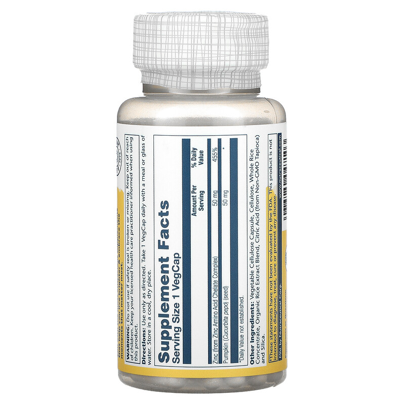 Solaray, Zinc, 50 mg, 100 VegCaps