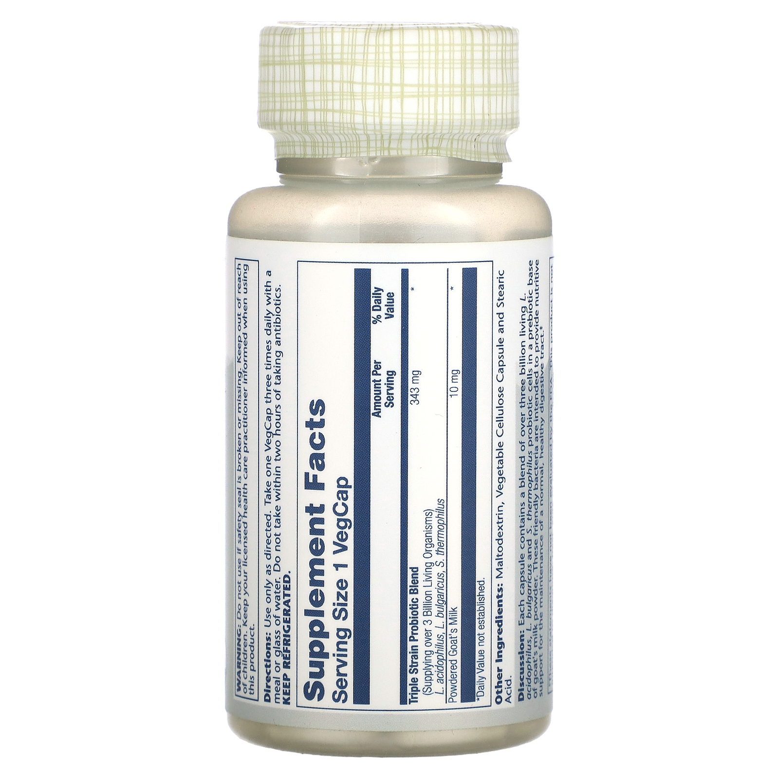 Solaray, Freeze Dried Acidophilus + Prebiotic Goat's Milk, 3 Billion ...