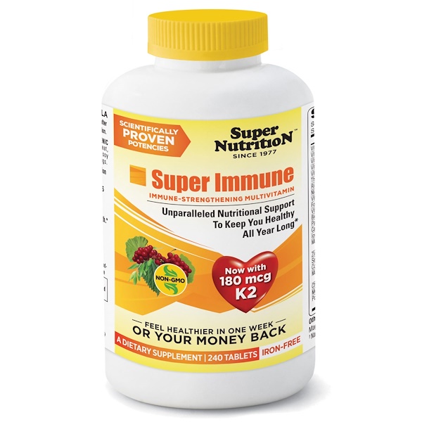 Super Nutrition, Super Immune, Immune-Strengthening Multivitamin, Iron ...