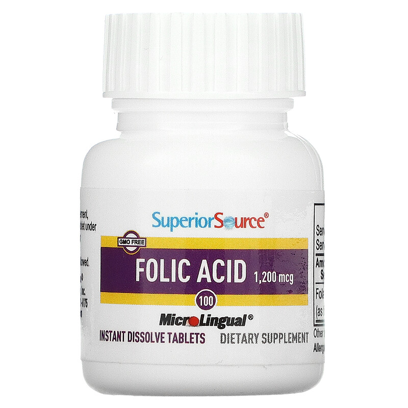 Superior Source, Folic Acid, 1,200 mcg, 100 MicroLingual Instant ...