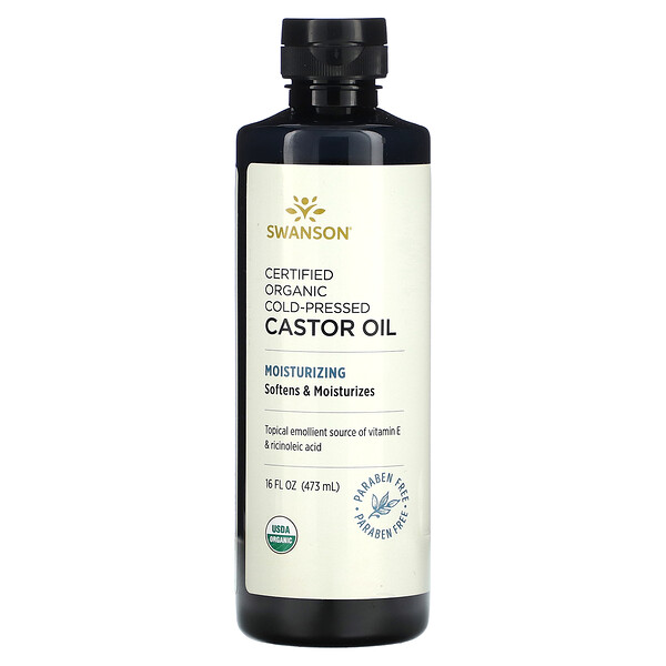 Swanson Certified Organic Cold Pressed Castor Oil 16 Fl Oz 473 Ml