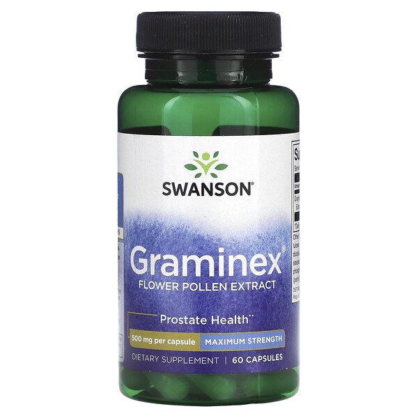 Swanson, Graminex Flower Pollen Extract, Maximum Strength, 500 mg, 60 ...