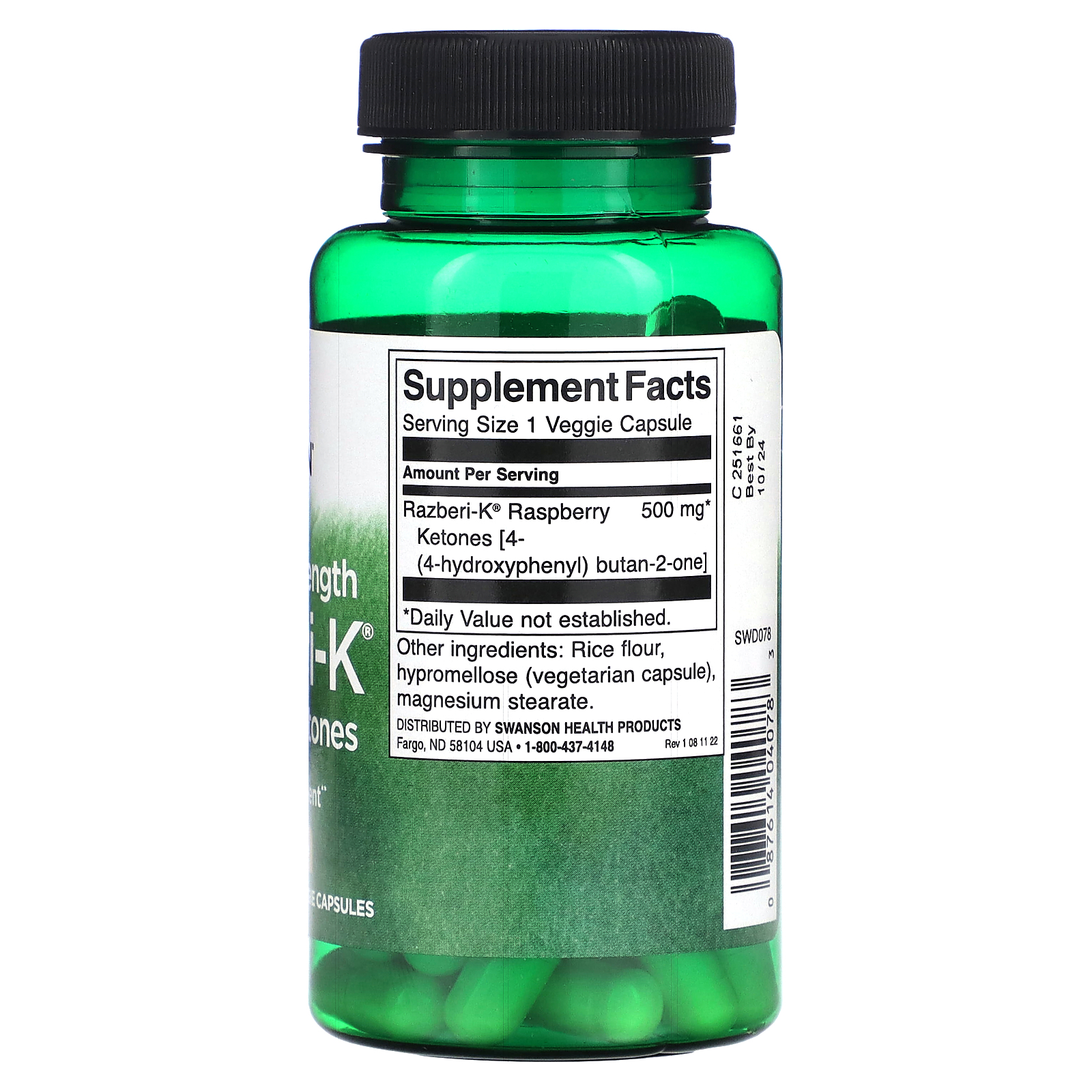 Swanson, Razberi-K, Raspberry Ketones, Maximum Strength, 500 mg, 60 Veggie Capsules