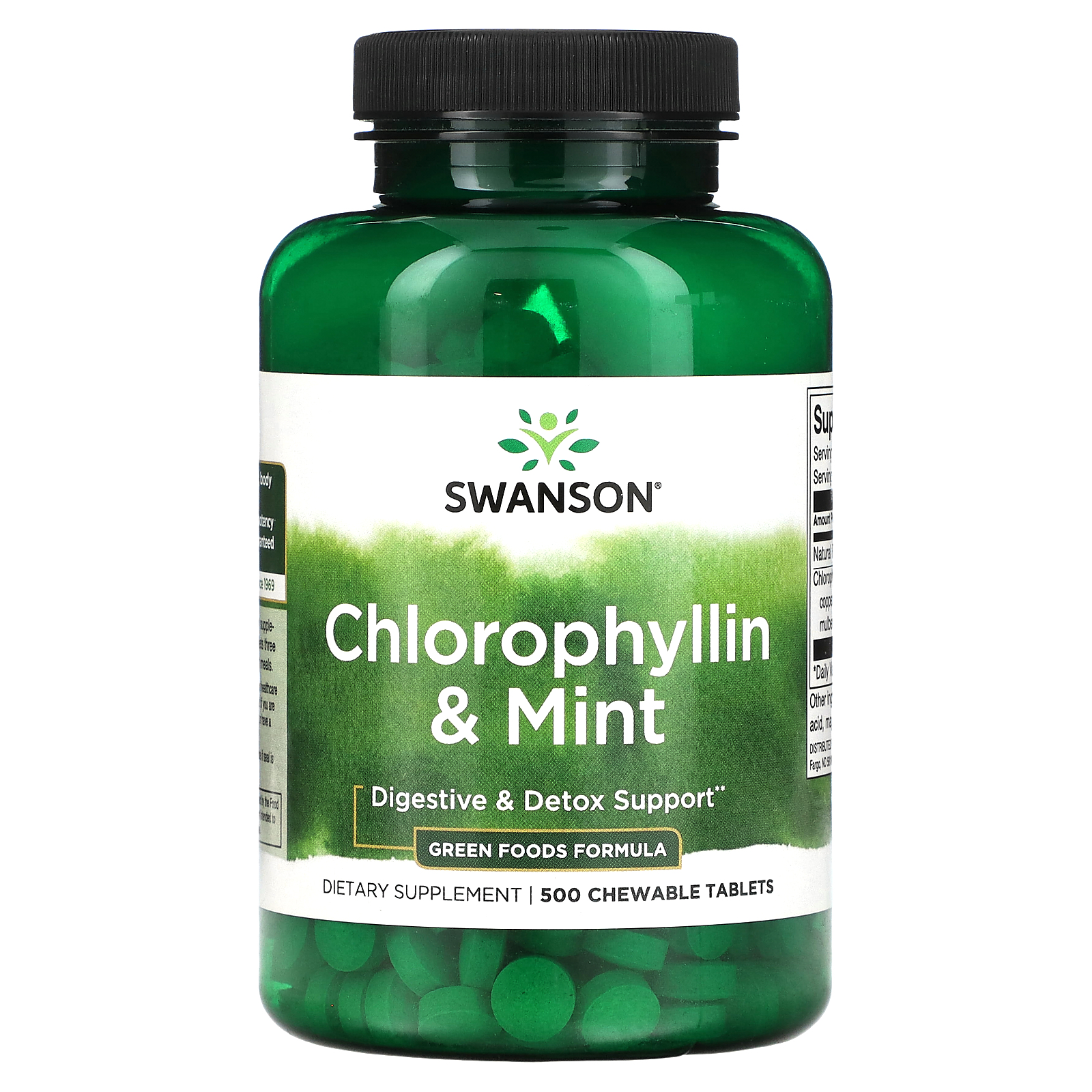 Swanson, Chlorophyllin & Mint, 500 Chewable Tablets