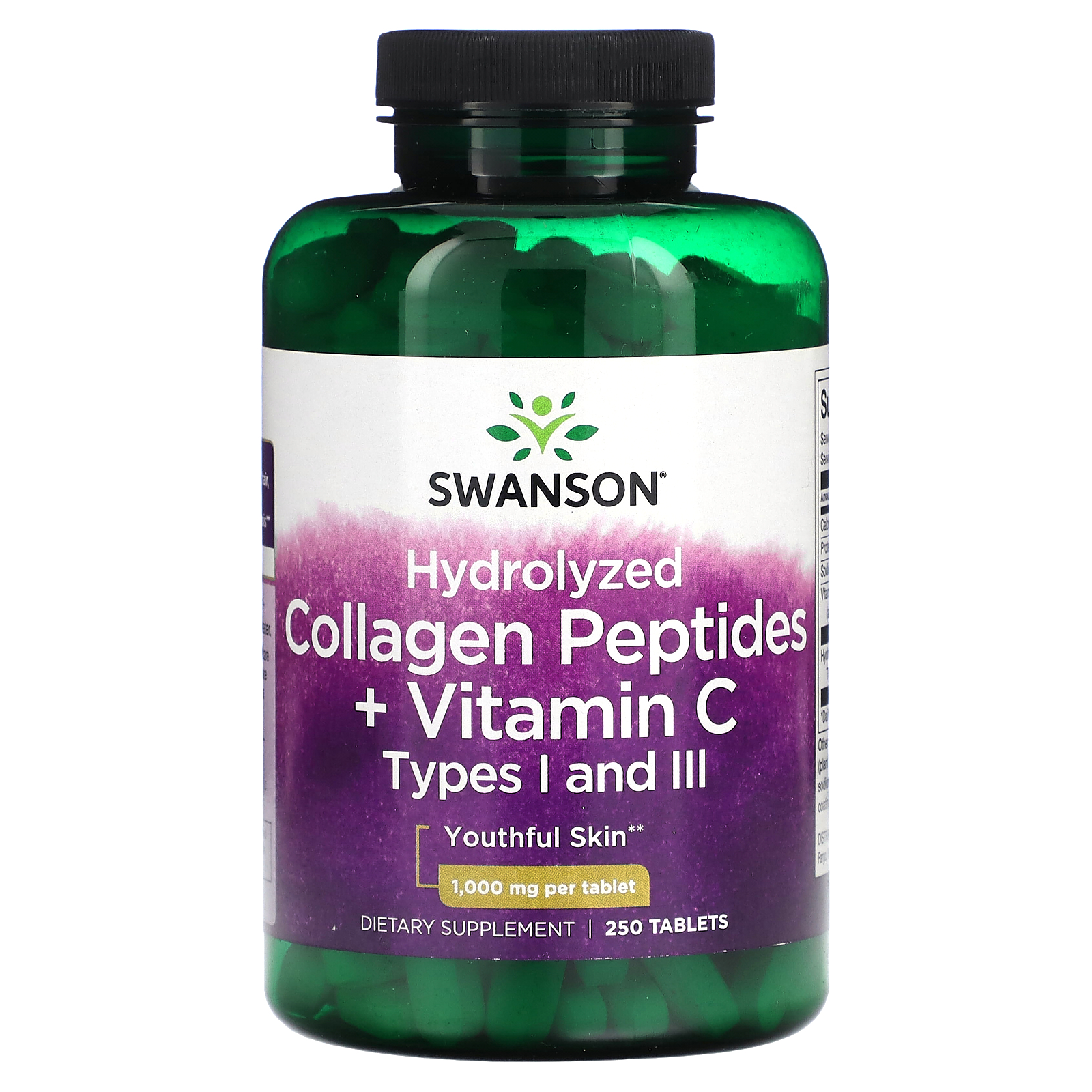 Swanson, Hydrolyzed Collagen Peptides + Vitamin C , 1,000 mg, 250 Tablets