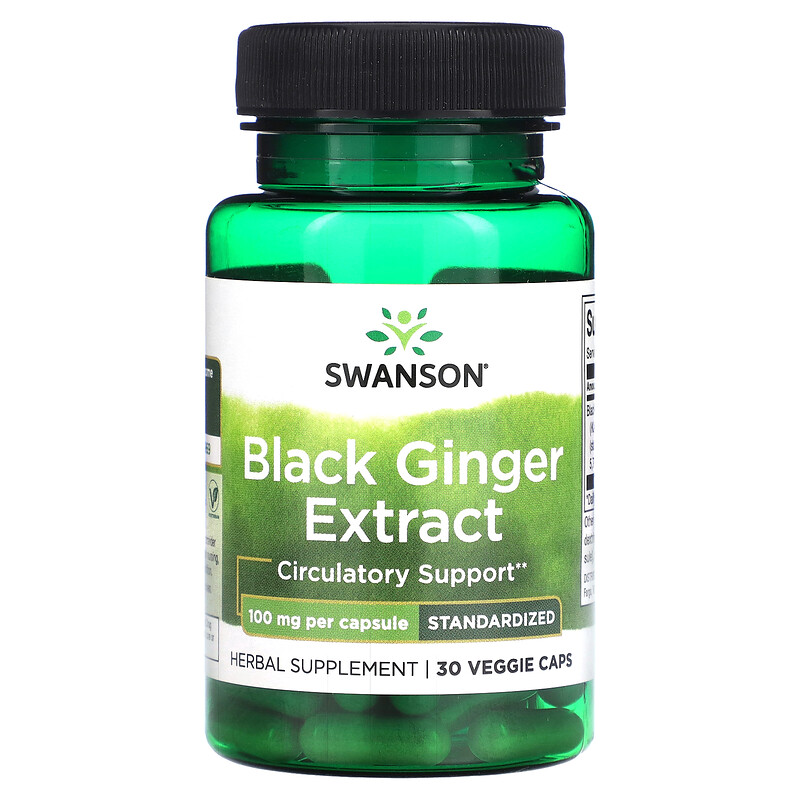 Swanson, Black Ginger Extract, 100 mg, 30 Veggie Caps