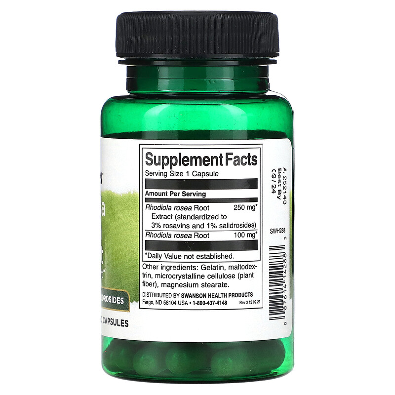 Swanson, Rhodiola Rosea Extract, 60 Capsules