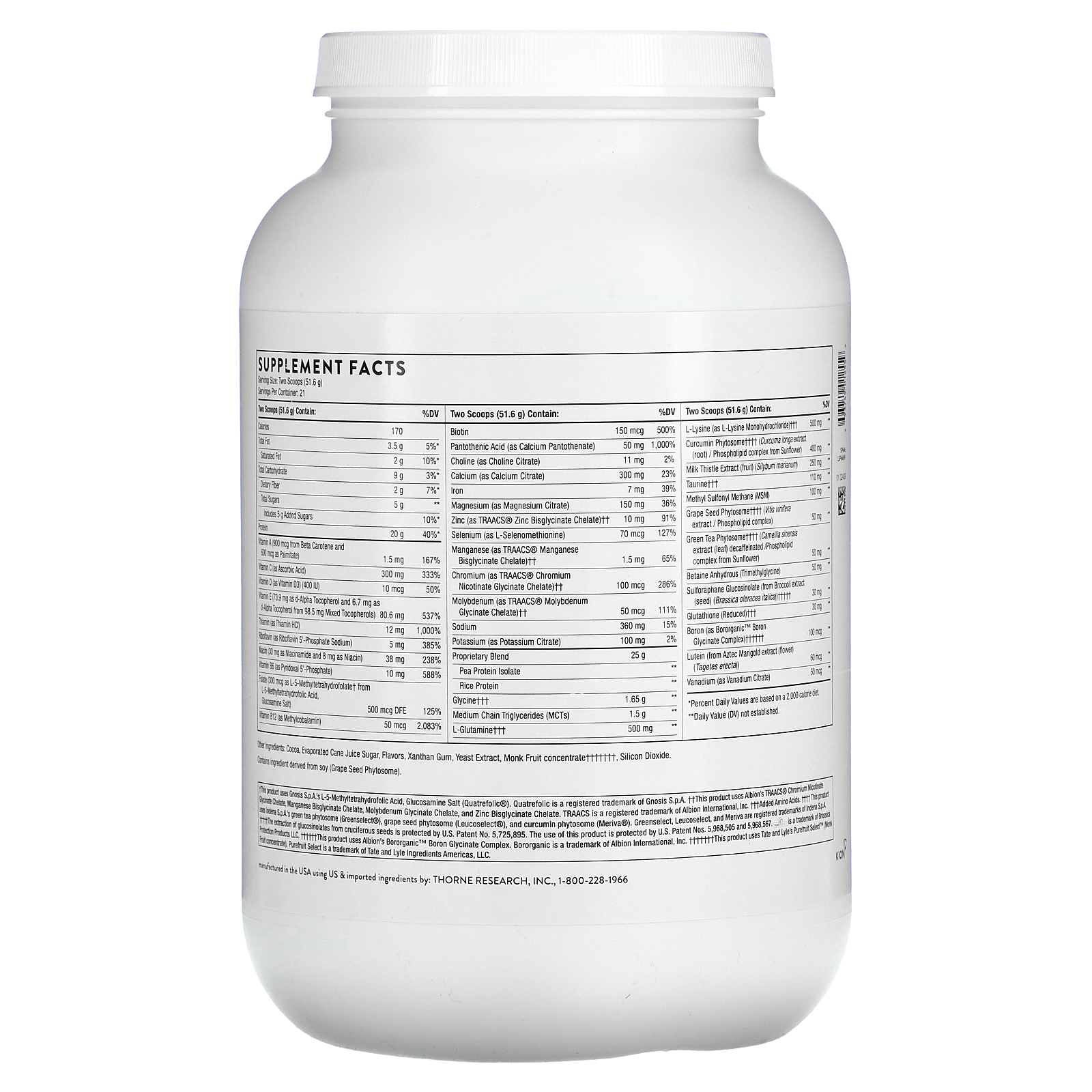 Thorne, MediClear-SGS, Chocolate, 38.2 oz (1,082 g)