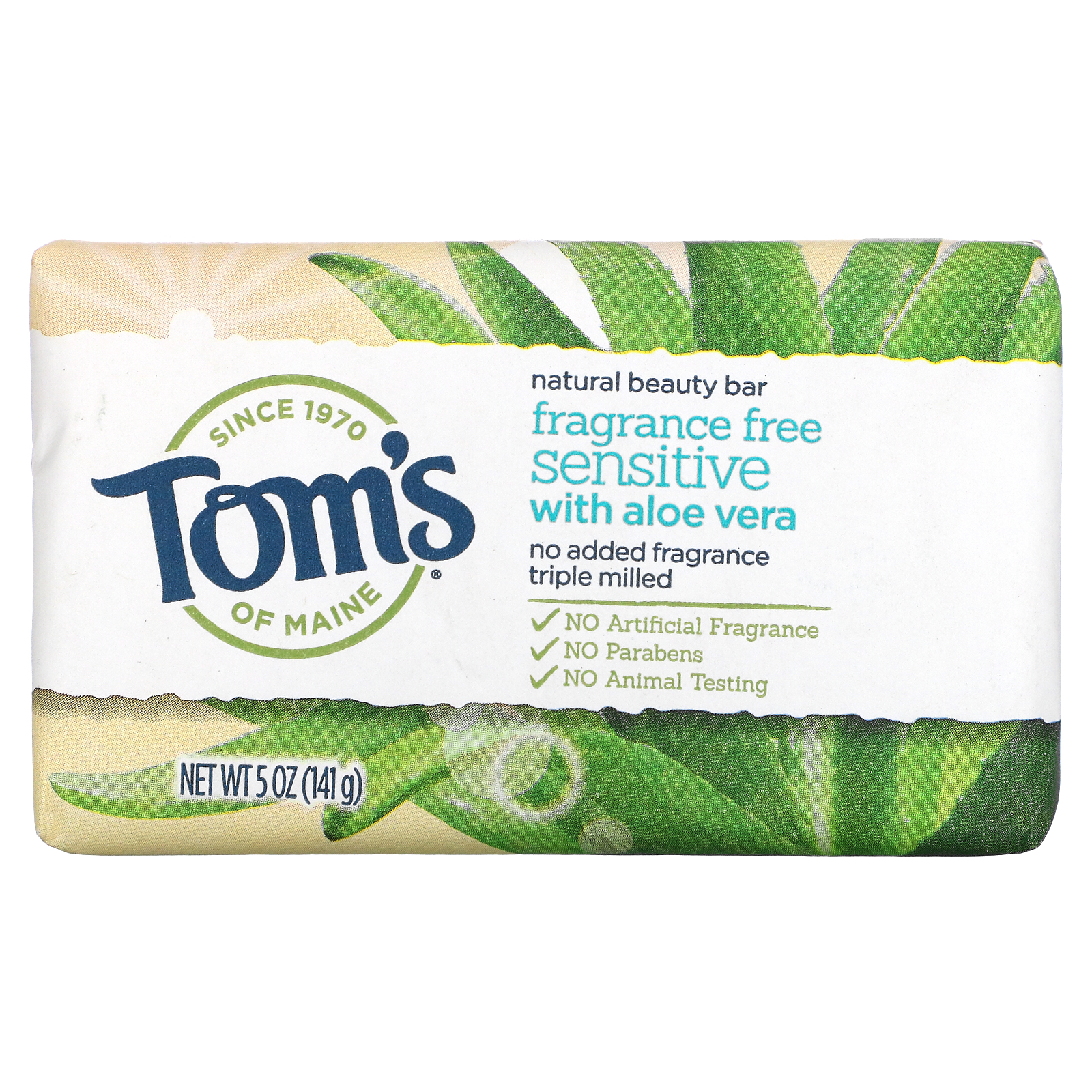 Tom's of Maine, Natural Beauty Bar Soap with Aloe Vera, Fragrance-Free ...