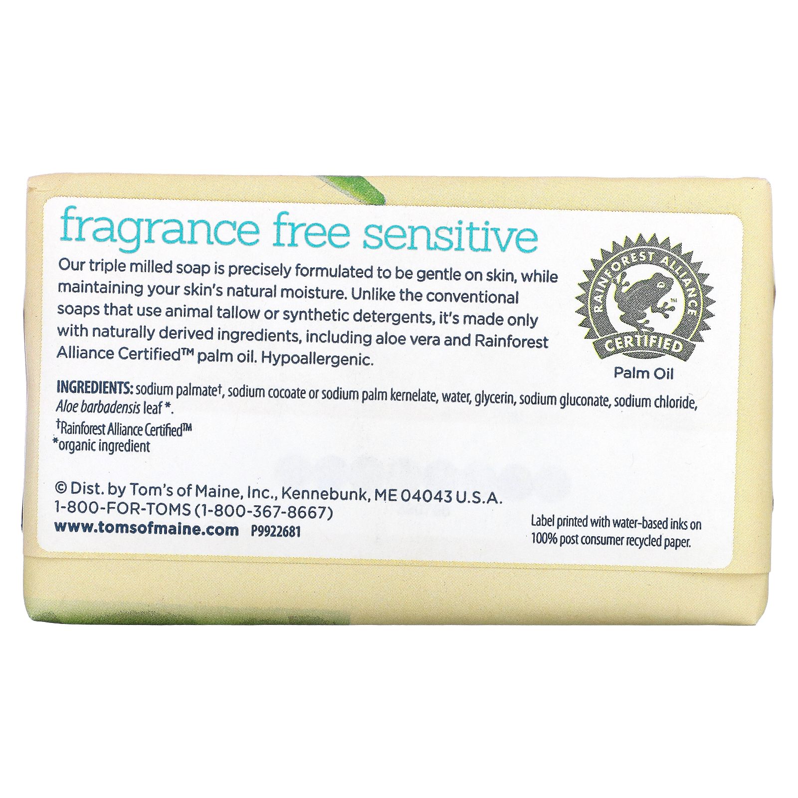 Tom's of Maine, Natural Beauty Bar Soap with Aloe Vera, Fragrance-Free ...