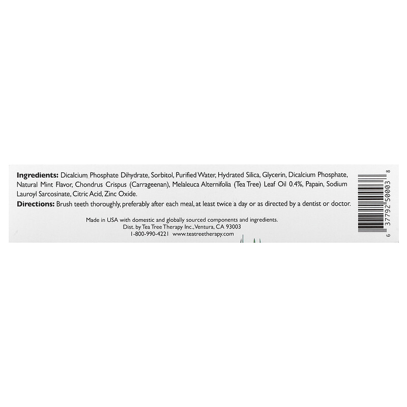 Tea Tree Therapy, Natural Whitening Toothpaste, with Tea Tree Oil, 3 oz ...