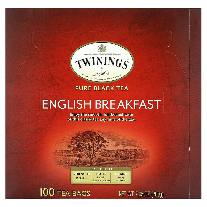 Twinings, Pure Black Tea, English Breakfast, 100 Tea Bags, 7.05 oz (200 g)