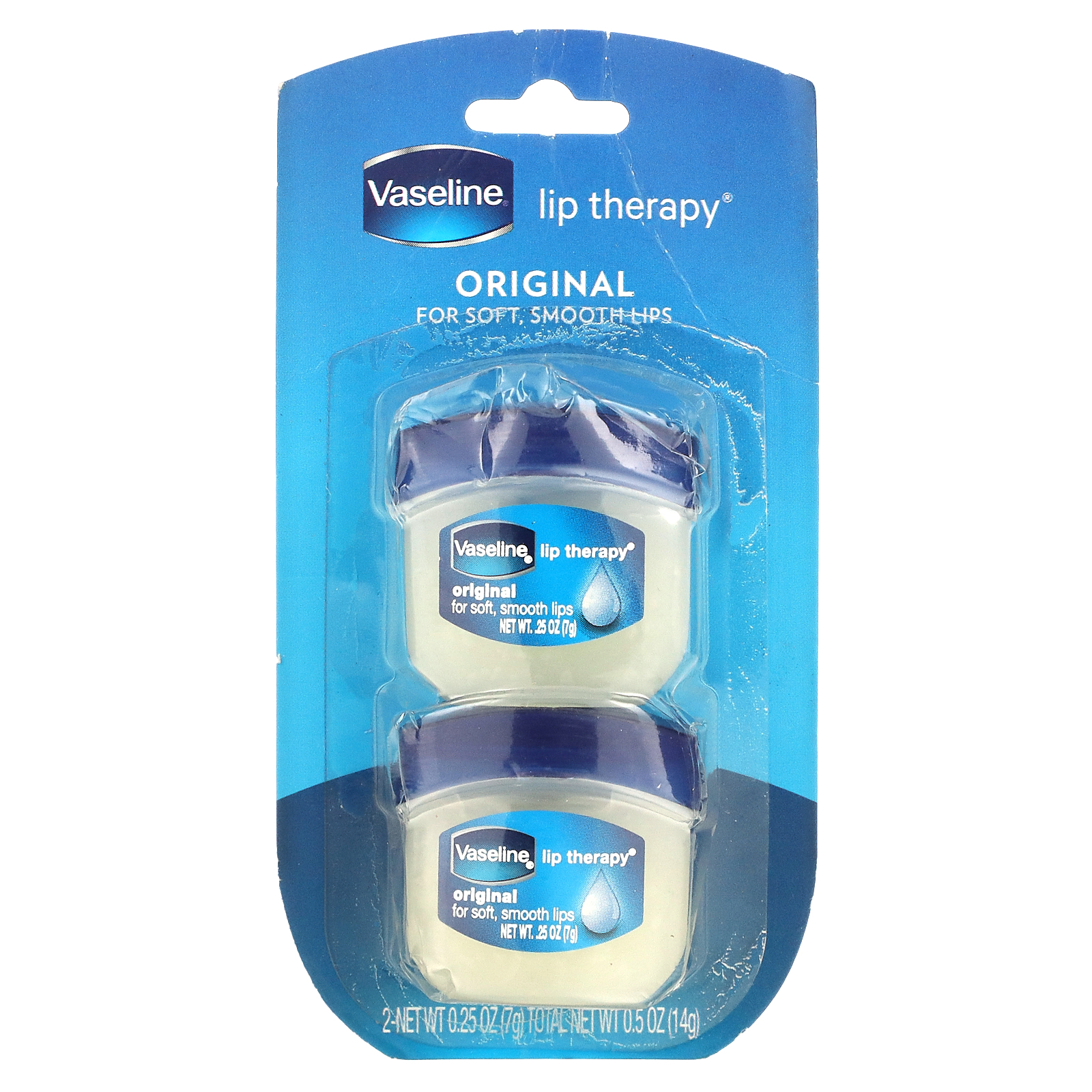 Vaseline, Lip Therapy（リップセラピー）、オリジナルリップクリーム、2個、各7g（0.25オンス）