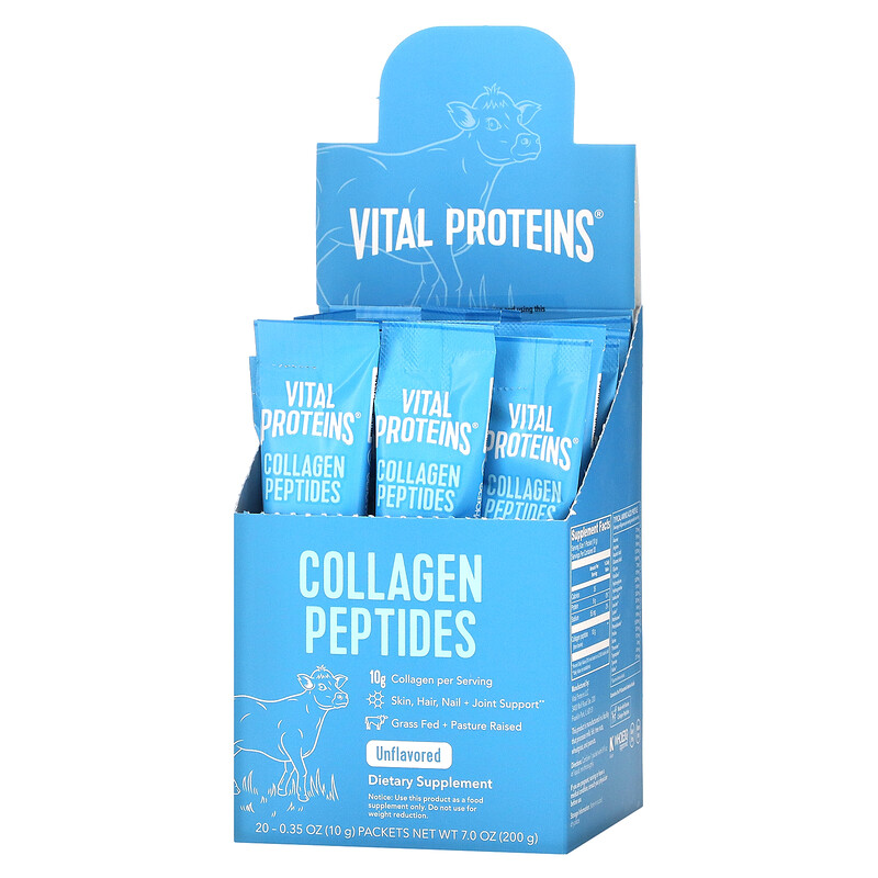 Vital Proteins, Collagen Peptides, Unflavored, 20 Packets, 0.35 oz (10 ...
