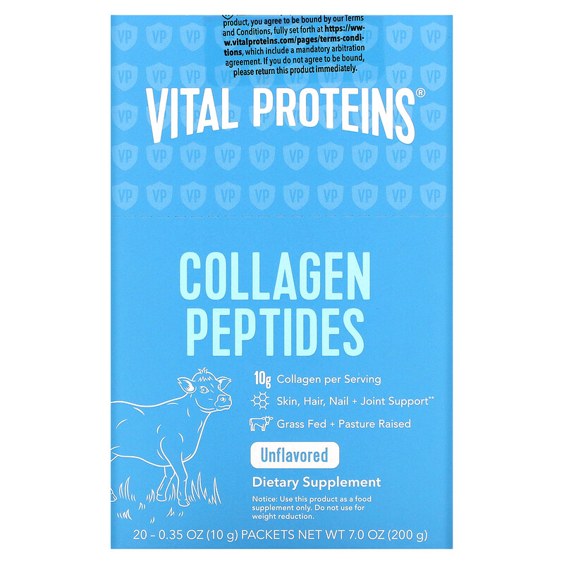Vital Proteins, Collagen Peptides, Unflavored, 20 Packets, 0.35 oz (10 ...