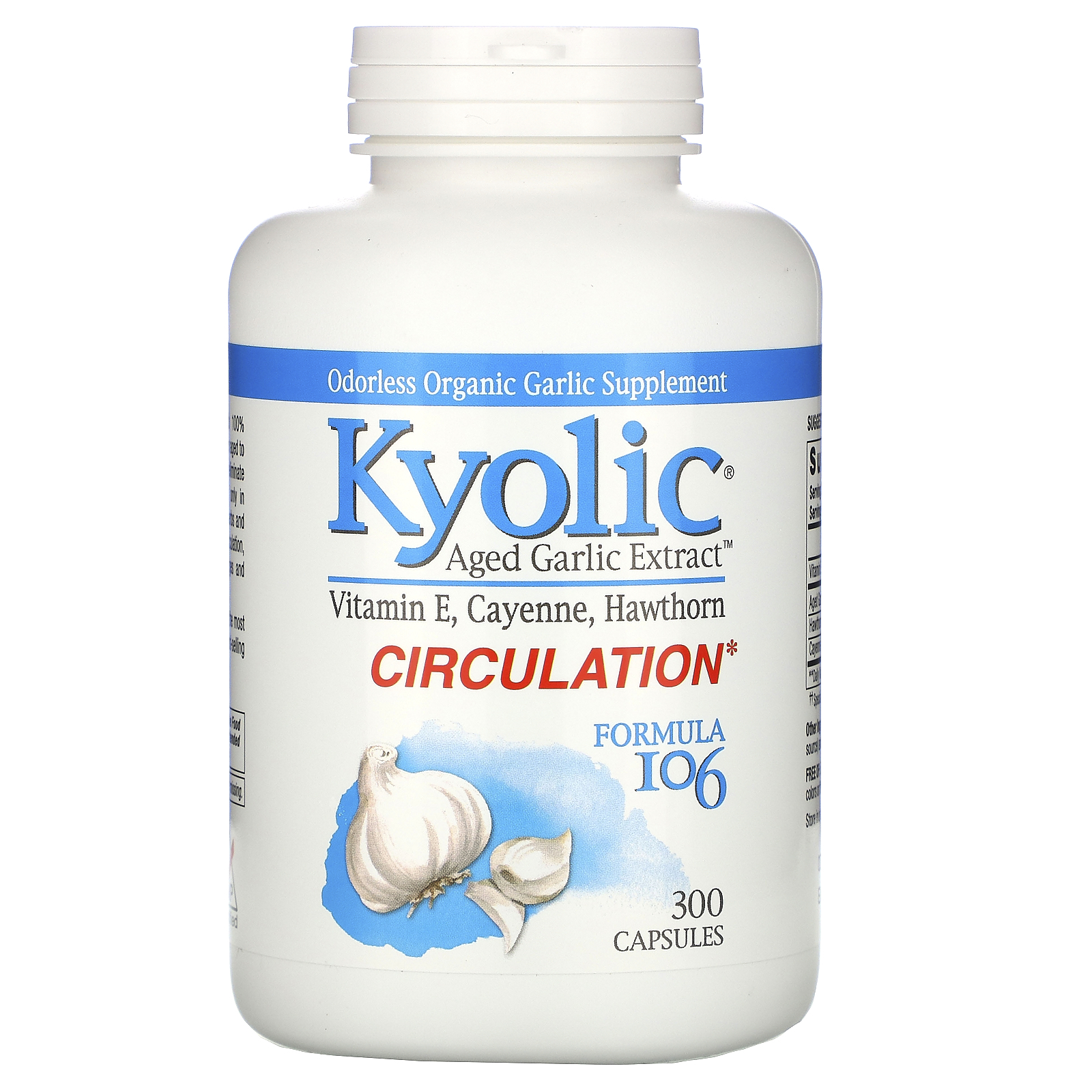 Kyolic, Aged Garlic Extract, Circulation, Formula 106, 300 Capsules - iHerb