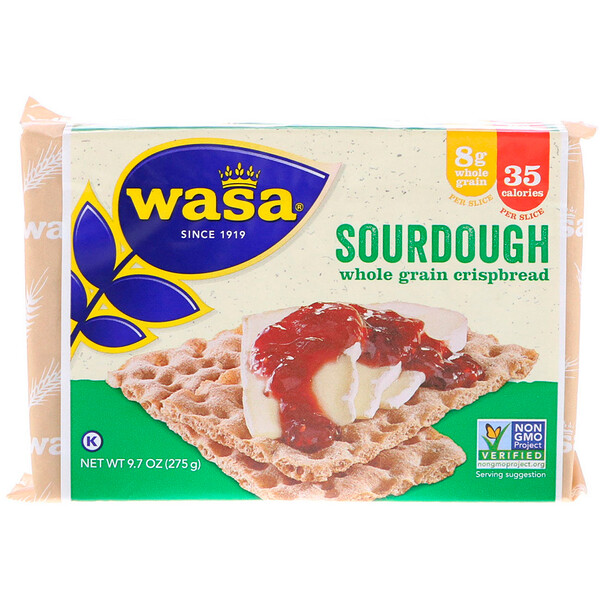Wasa Flatbread, Whole Grain Crispbread, Sourdough, 9.7 oz (275 g) - iHerb