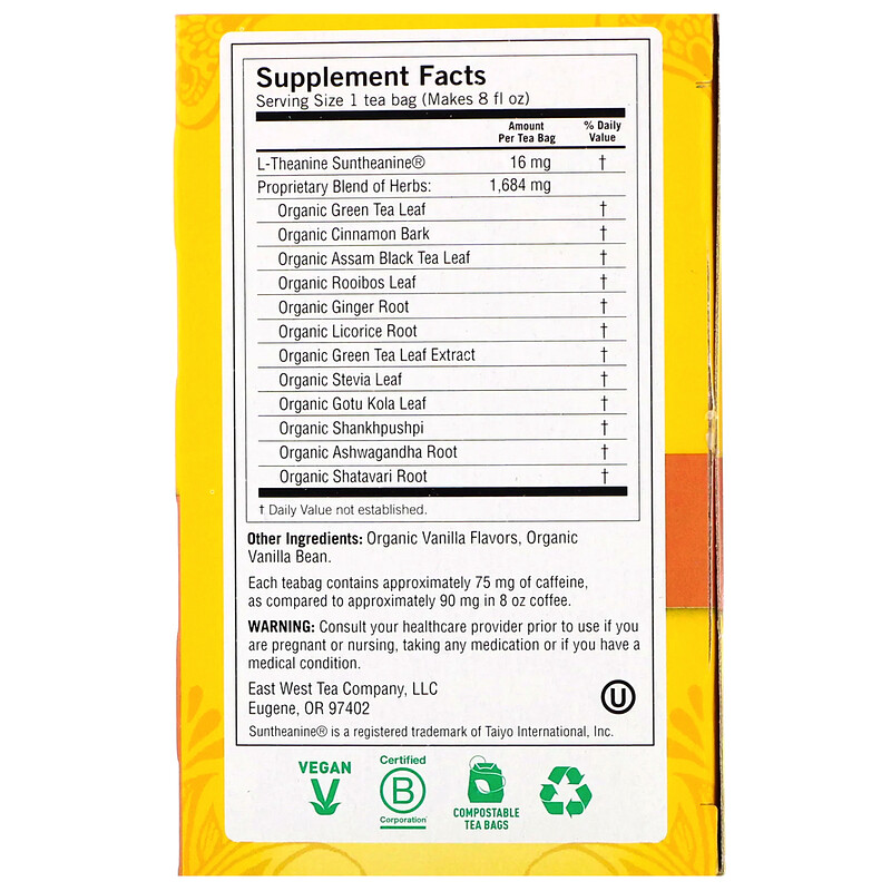 Yogi Tea, Perfect Energy, Vanilla Spice, 16 Tea Bags, 1.12 oz (32 g ...